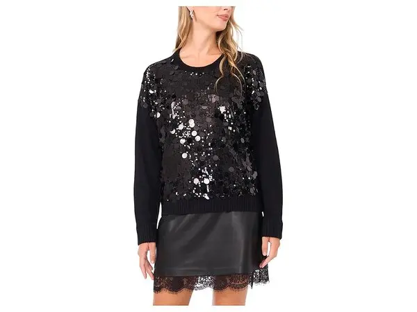 Vince Camuto Multi Paillette Crew Neck Pullover