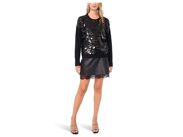 Vince Camuto Multi Paillette Crew Neck Pullover