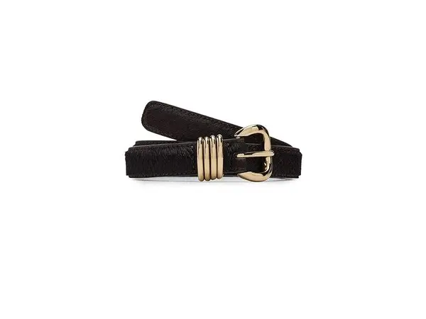 Madewell Inez Haircalf Belt With Gold Tone Hardware - Brown