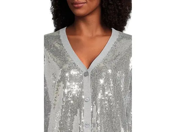 Vince Camuto Sequined V-neck Cardigan - Gray
