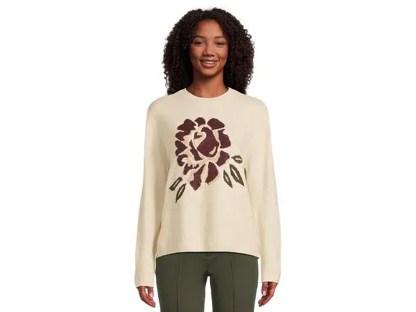 Vince Camuto Rose Crew Neck Pullover - Bone