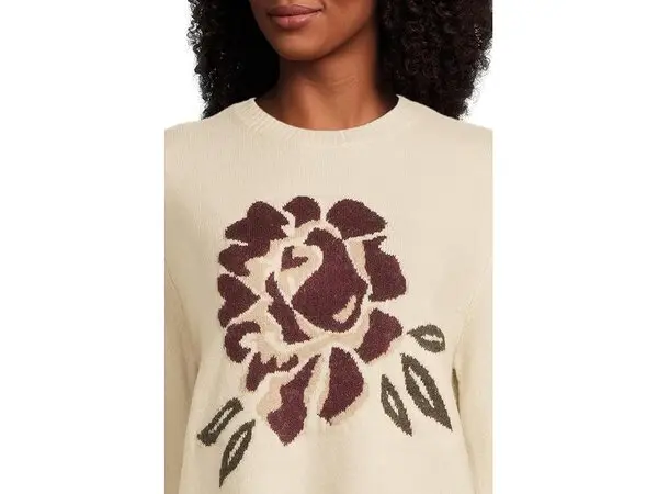 Vince Camuto Rose Crew Neck Pullover - Bone