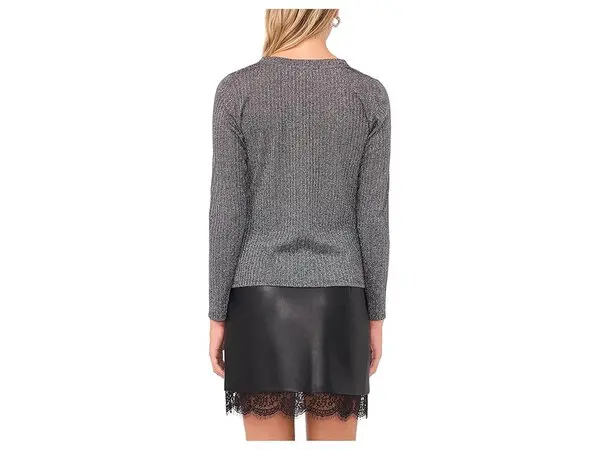 Vince Camuto Crew Neck Long Sleeve Top - Black