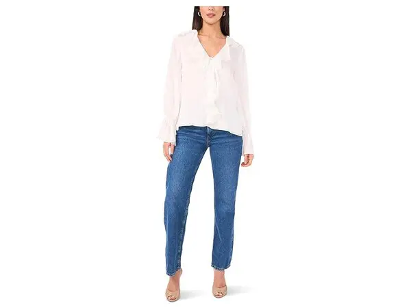 Vince Camuto Double Ruffle Front V-neck Blouse