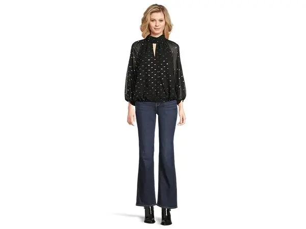 Vince Camuto Mock Neck Printed Long Sleeve Blouse