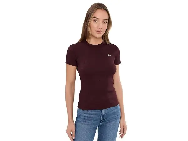 Lacoste Slim Fit Ribbed Cotton T-shirt - Oxalis