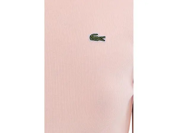 Lacoste Slim Fit Ribbed Cotton T-shirt - Pink
