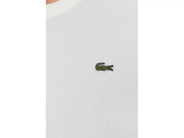 Lacoste Slim Fit Ribbed Cotton T-shirt - White