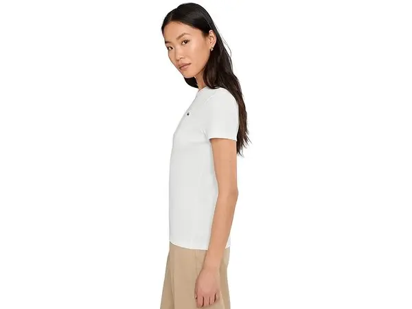 Lacoste Slim Fit Ribbed Cotton T-shirt - White