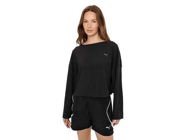 PUMA Cloudspun Ribbed Slouchy Long Sleeve Tee - Black