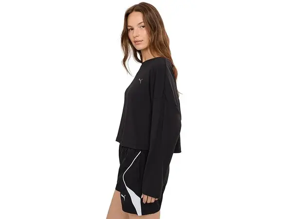 PUMA Cloudspun Ribbed Slouchy Long Sleeve Tee - Black