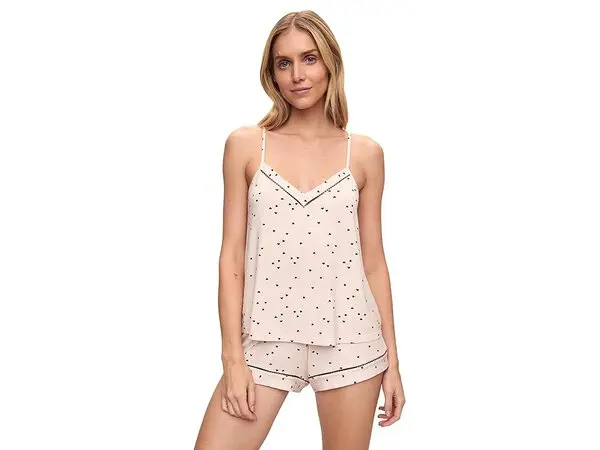 Eberjey Fiona Double V Cami Short Pj Set Pajama Sets Little Heart Sorbet Pink/black - Multi