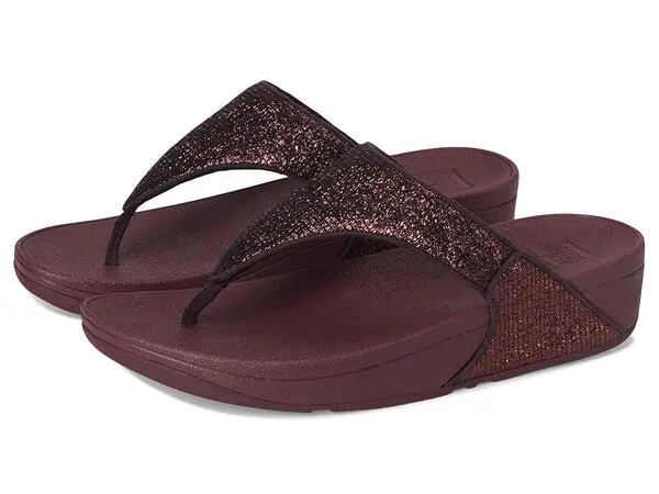 Fitflop Lulu Crinkled-shimmer Wedge Sandals - Burgundy