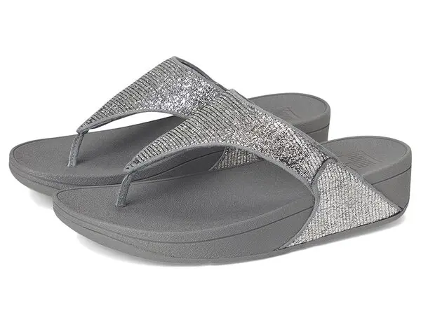 Fitflop Lulu Crinkled-shimmer Wedge Sandals - Silver