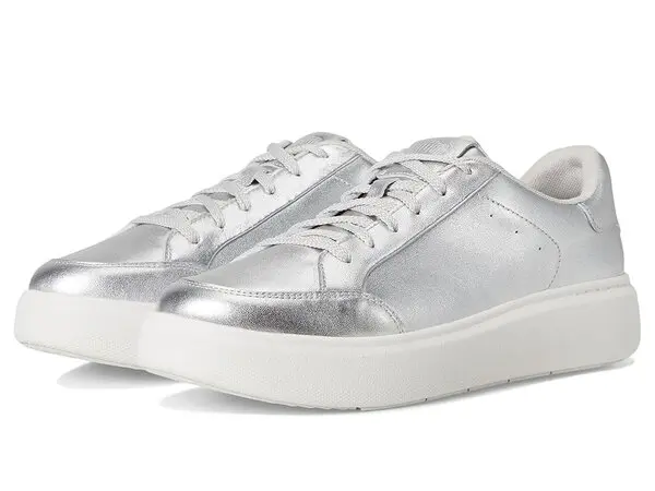 Fitflop Rtg Metallic Leather Lace-up Sneakers - Silver