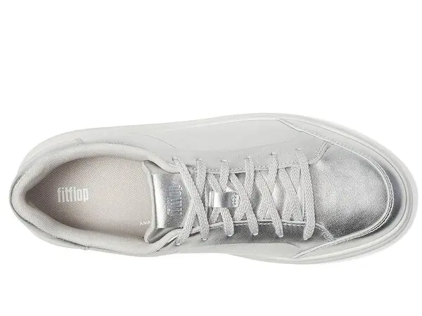 Fitflop Rtg Metallic Leather Lace-up Sneakers - Silver
