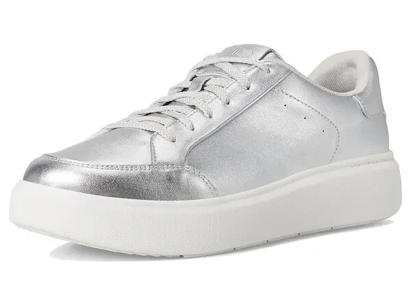 Fitflop Rtg Metallic Leather Lace-up Sneakers - Silver