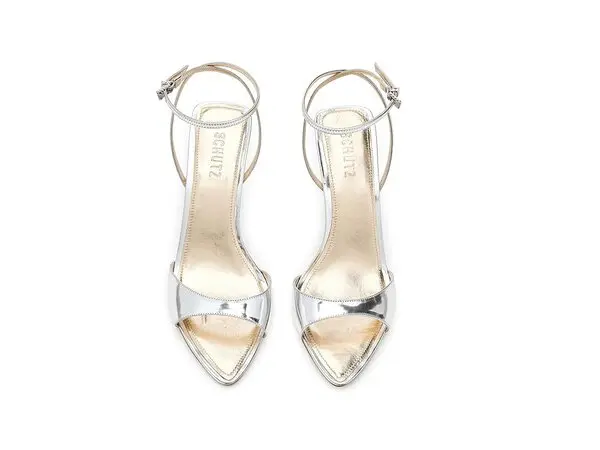 Schutz Elodie Buckle Stiletto Sandals - Silver
