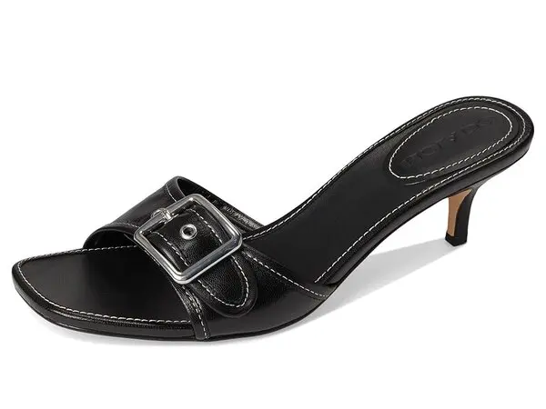 COACH Margot Sandals With Signature Jacquard Detailing And Buckle Accent - Black