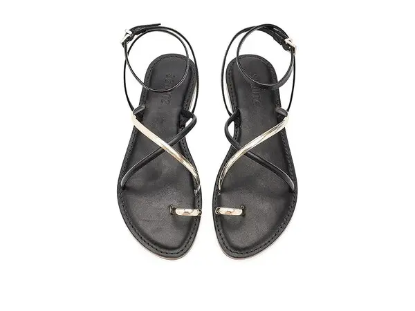 Schutz Valeria Metallic Strappy Sandals - Black