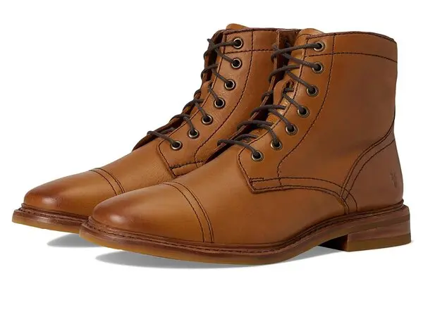 THE FRYE COMPANY Paul Mid Lace Up Leather Boots - Saddle