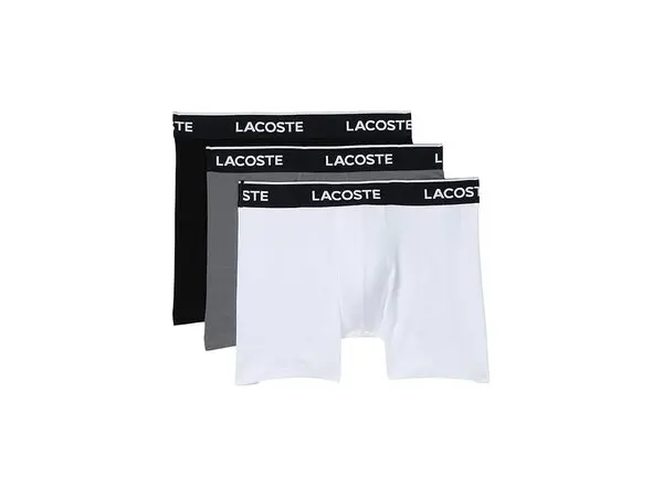 Lacoste Cotton Stretch Essentials Boxer Briefs 3-pack Underwear /white/grey - Black