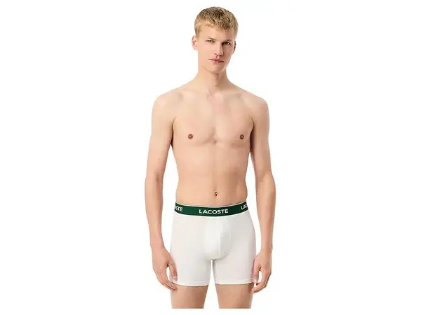Lacoste Cotton Stretch Essentials Boxer Briefs 3-pack Underwear /white/grey Chine - Gray