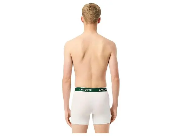 Lacoste Cotton Stretch Essentials Boxer Briefs 3-pack Underwear /white/grey Chine - Gray