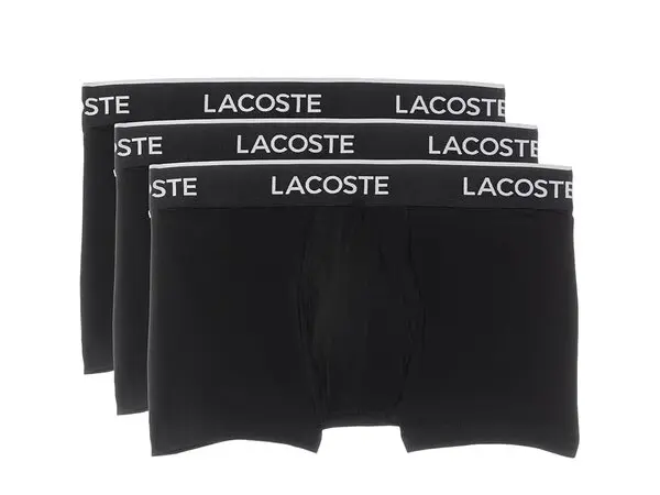 Lacoste Cotton Stretch Essentials Trunks 3-pack Underwear /blue/dark Grey - Black