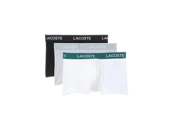 Lacoste Cotton Stretch Essentials Trunks 3-pack Underwear /blue/dark Grey - Black
