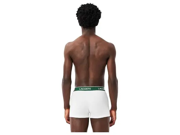 Lacoste Cotton Stretch Essentials Trunks 3-pack Underwear /white/lead Grey - Black