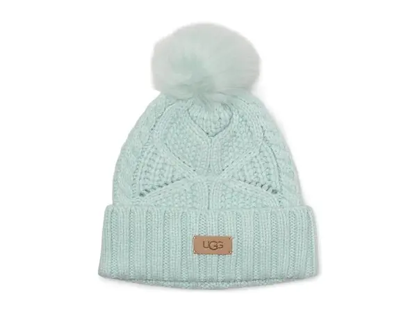 UGG Cable Knit Beanie With Pom - Fountain