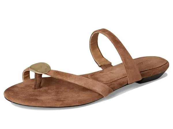 Madewell The Mila Organic Hardware Thong Sandal In Suede - Brown