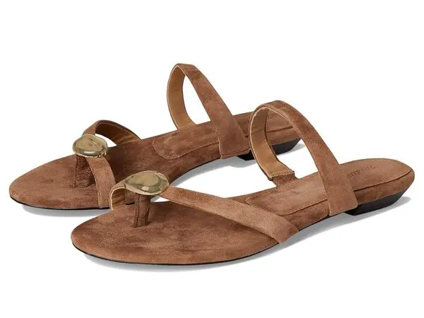 Madewell Mila Organic Hardware Thong Sandal In Suede - Brown