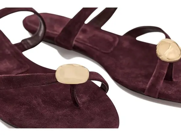 Madewell The Mila Organic Hardware Thong Sandal In Suede - Brown