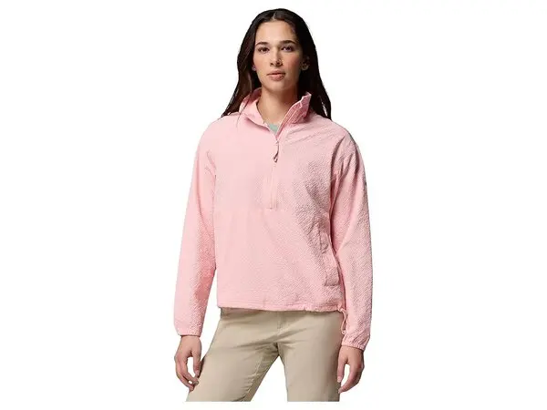Columbia Half Zip Mock Neck Long Sleeve Top - Pink