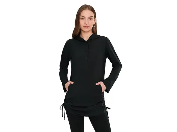 Columbia Pfg Castback Coverup Long Sleeve Hooded Shirt With Drawstring Hem - Black