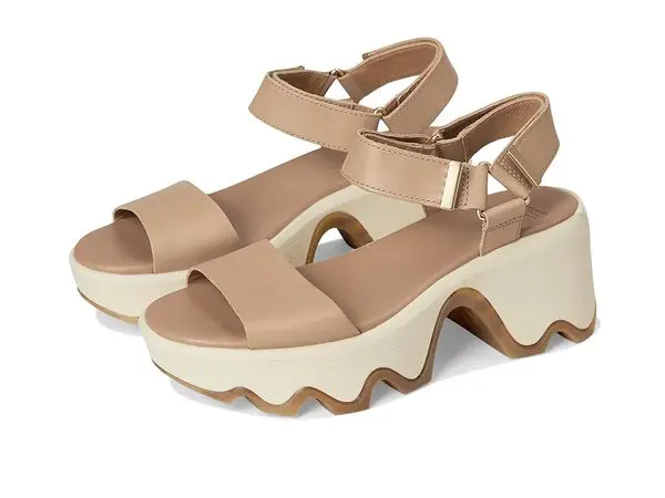 Sorel Kinetic Aura Y-strap Platform Sandals - Brown