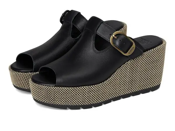 Sorel Sunpeak Wedge Slide Sandals - Black