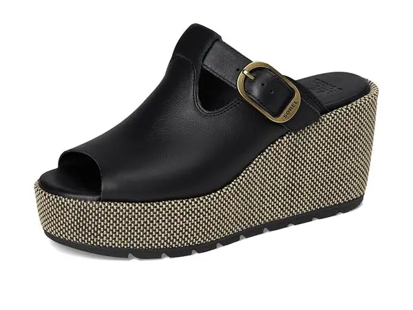 Sorel Sunpeak Wedge Slide Sandals - Black