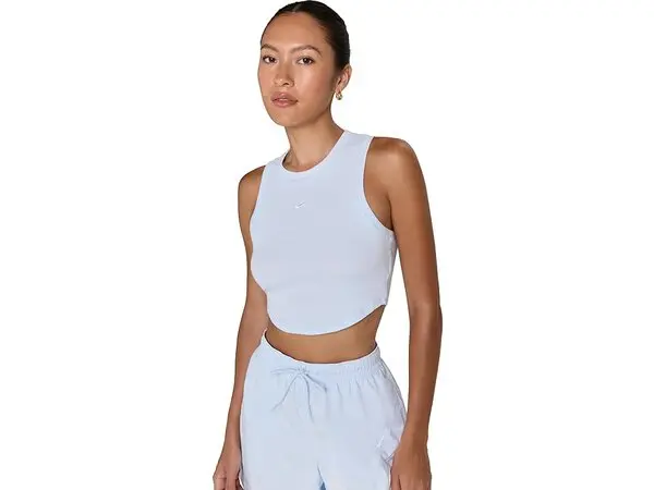 Nike Chill Knit Cropped Tank Top - Blue