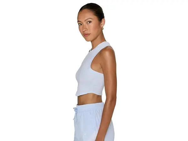 Nike Chill Knit Cropped Mini-rib Tank Top - Blue