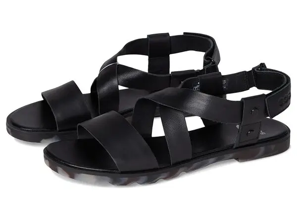 Sorel Ella Iii Crisscross Sandals - Black/dark Graphite