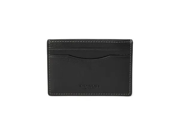 COACH Money Clip Card Case Wallet Handbags Leather - Black