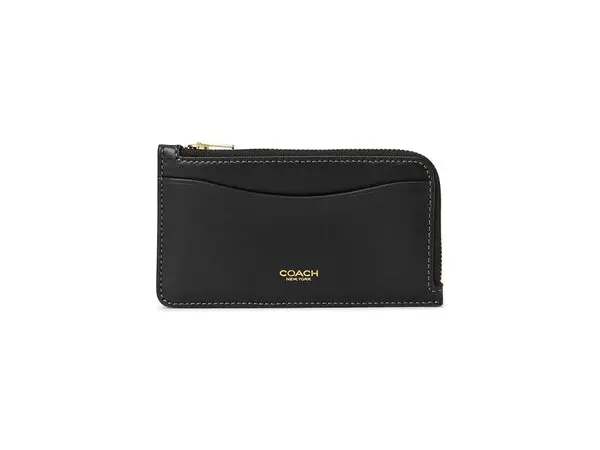 COACH Small Zip Card Case Wallet Handbags Leather/polyester - Black