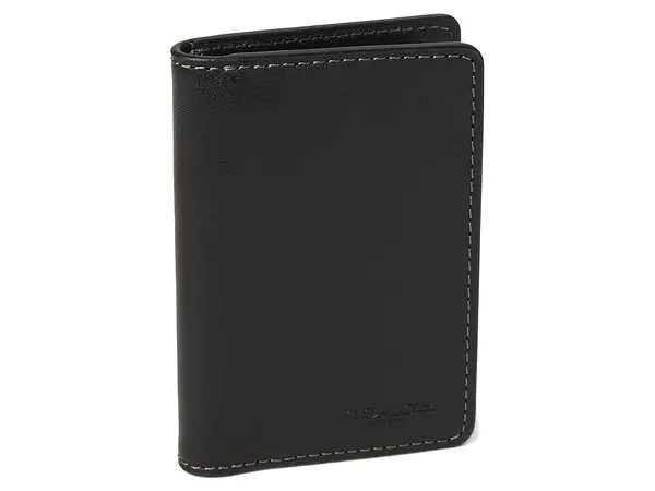 COACH Card Wallet In Signature Canvas And Smooth Leather - Black