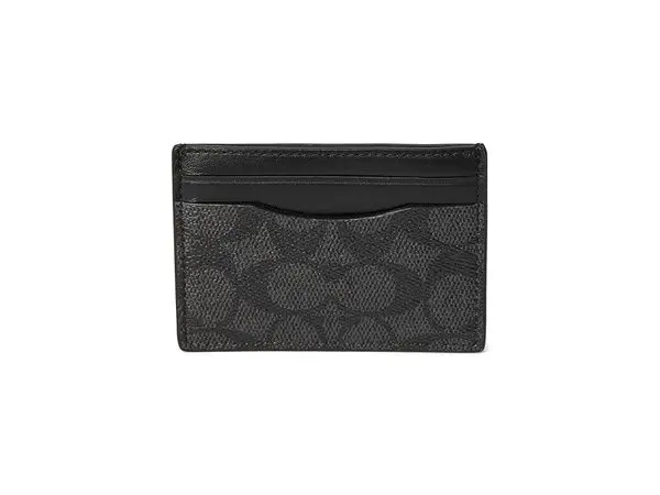 COACH Money Clip Card Case In Signature Canvas Wallet Handbags Charcoal - Black
