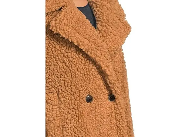 UGG Short Teddy Coat With Faux Horn Buttons - Brown
