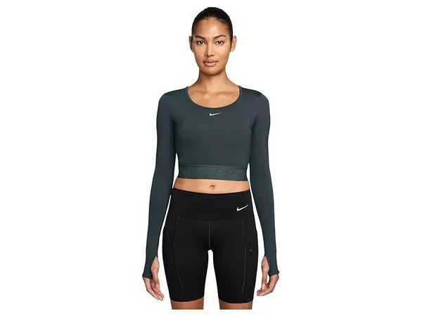 Nike Pro Dri-fit Cropped Long-sleeve Top - Green