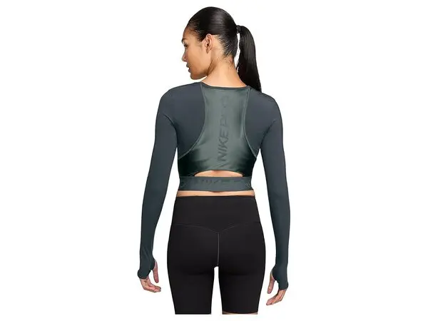 Nike Pro Dri-fit Cropped Long-sleeve Top - Green